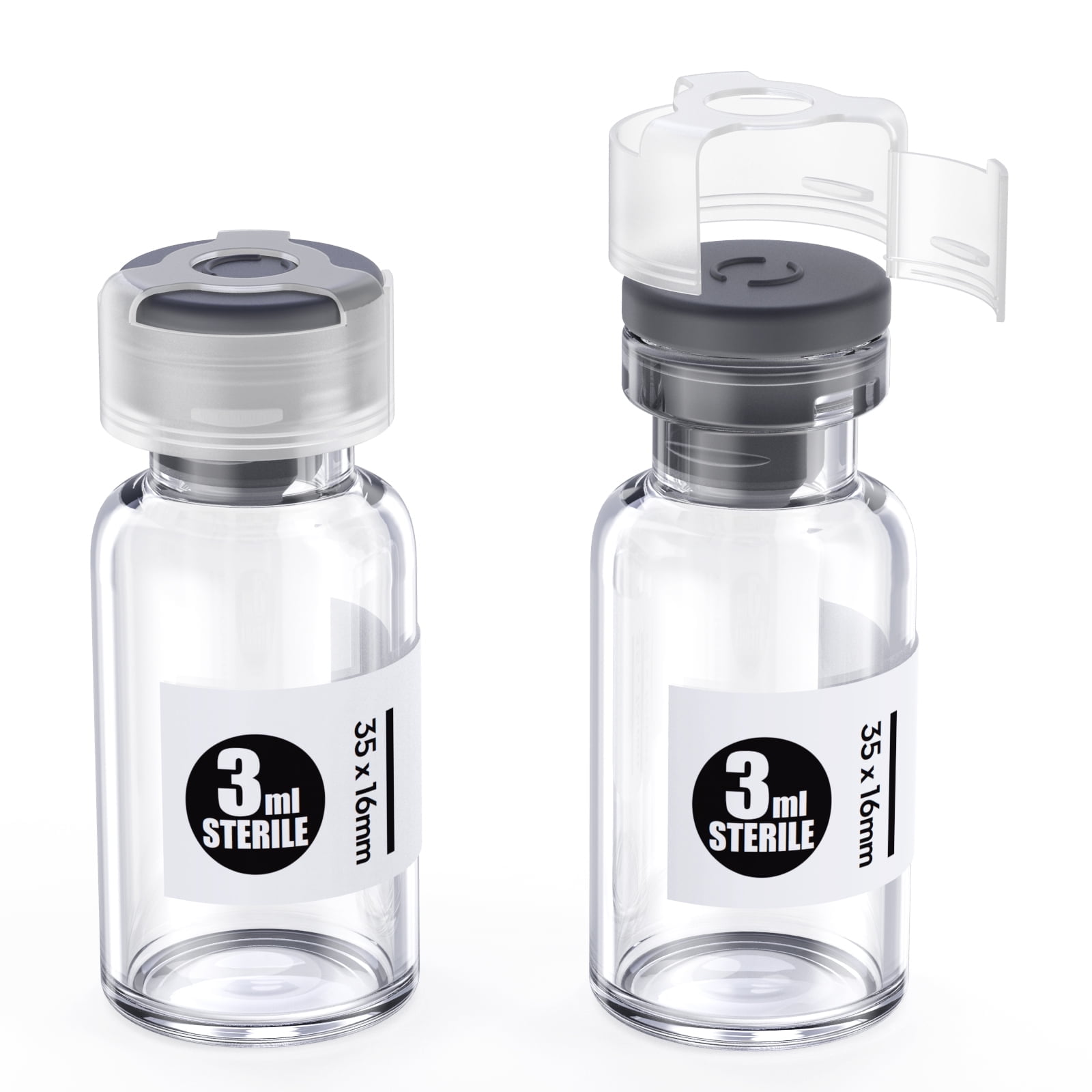 Sterile glass vials with locking cap and 13 mm Self Healing Injection ...