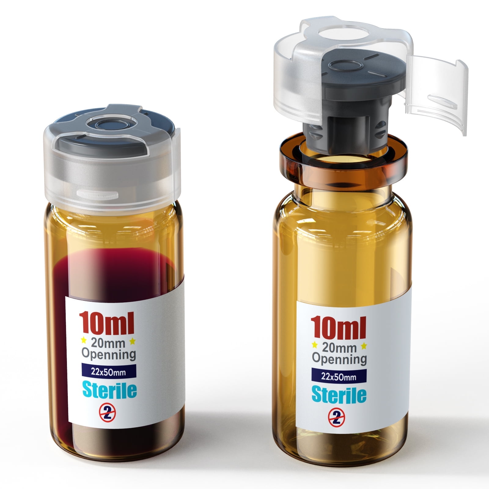 Sterile glass vials with locking cap and 20 mm Self Healing Injection ...