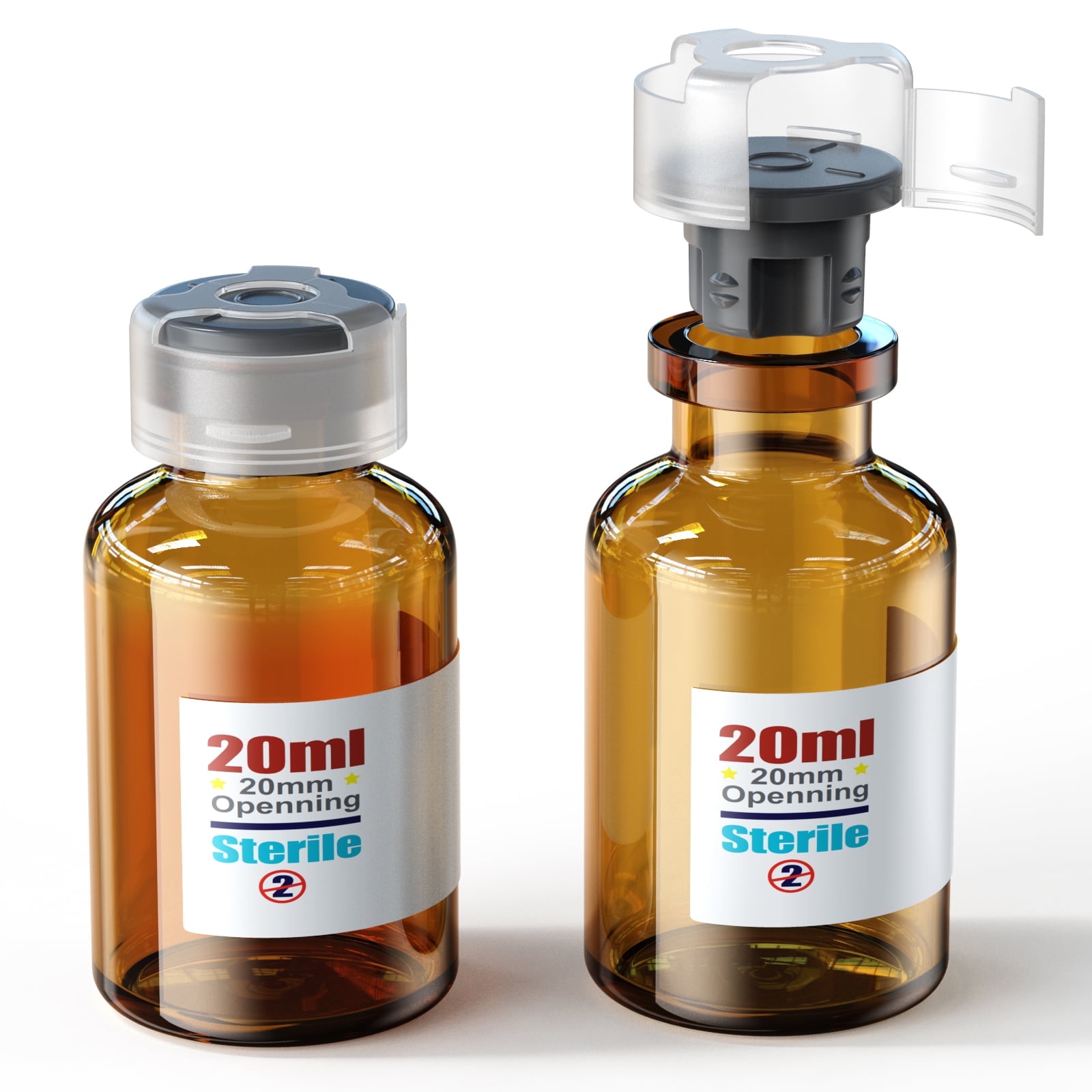 Sterile glass vials with locking cap and 20 mm Self Healing Injection ...