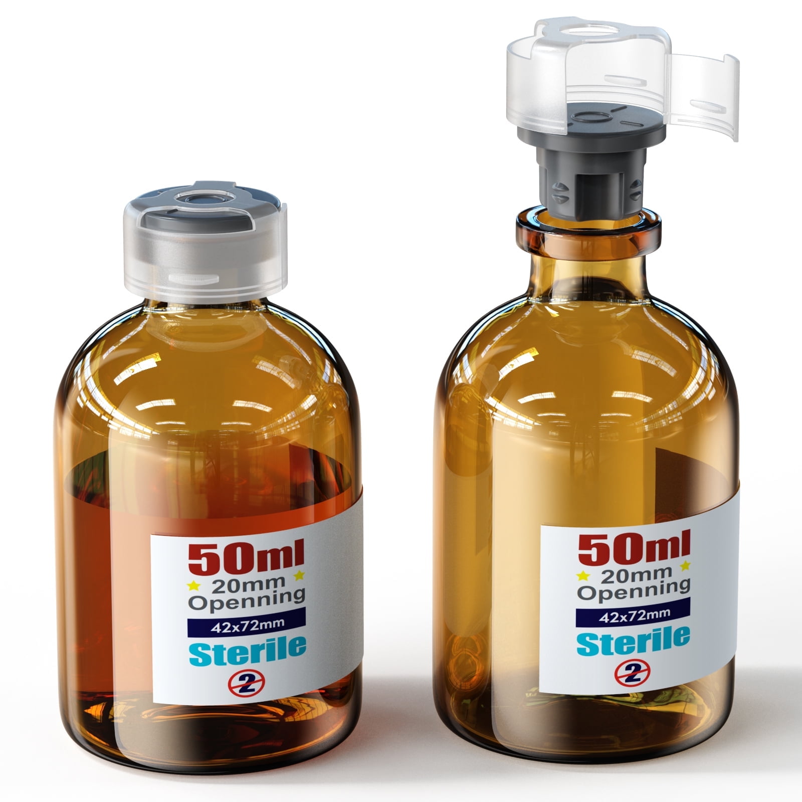 Sterile glass vials with locking cap and 20 mm Self Healing Injection ...