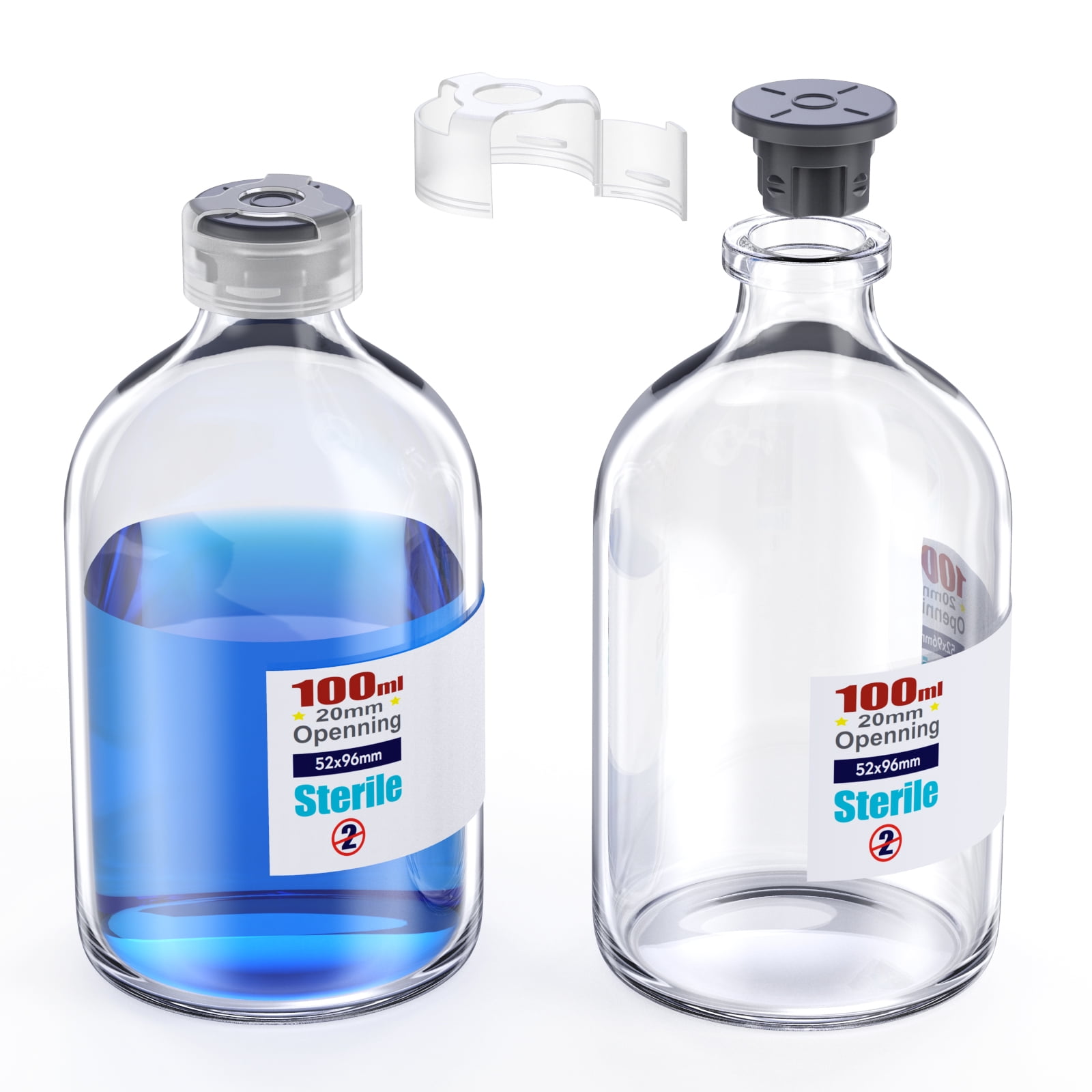 Sterile glass vials with locking cap and 20 mm Self Healing Injection ...