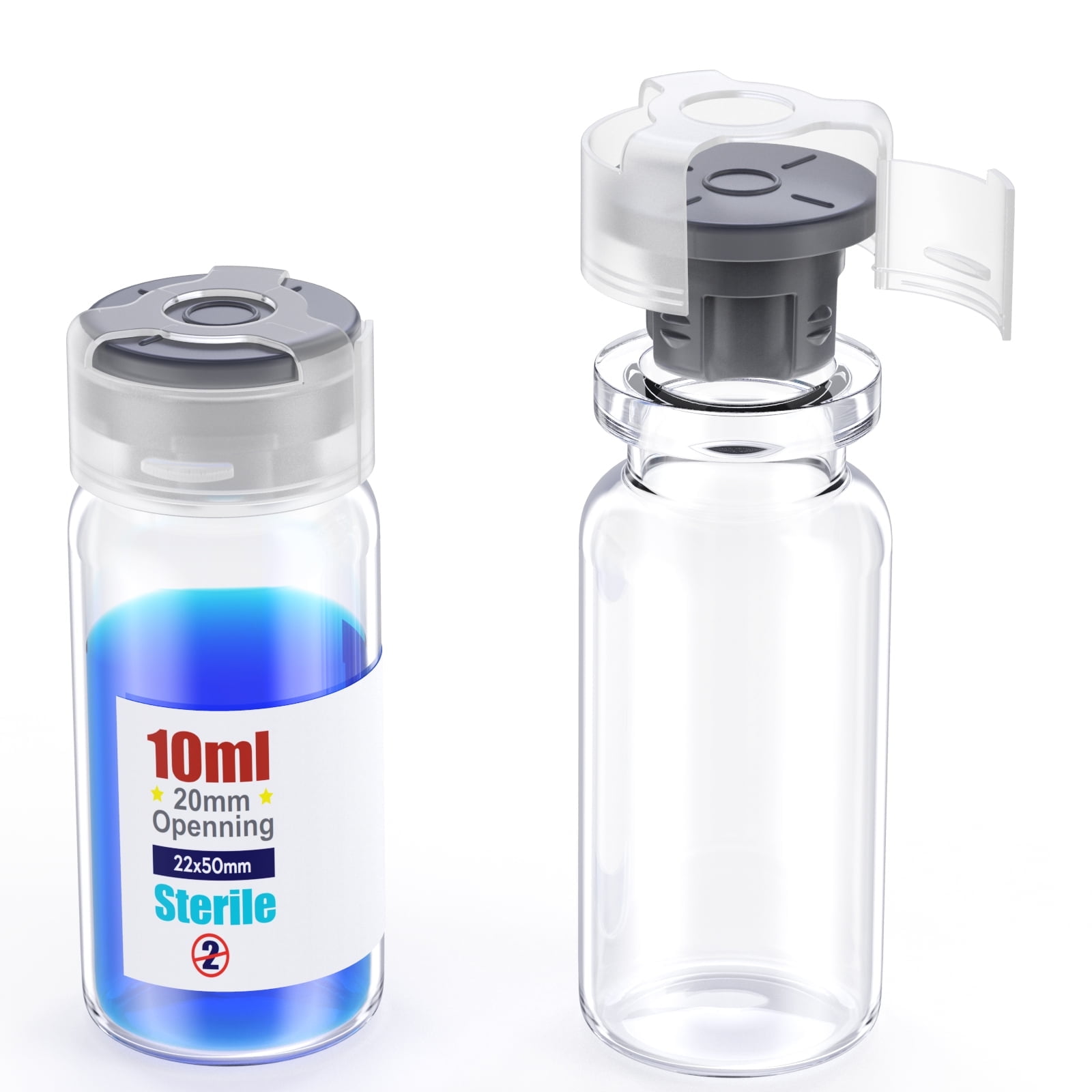 Sterile glass vials with locking cap and 20 mm Self Healing Injection ...