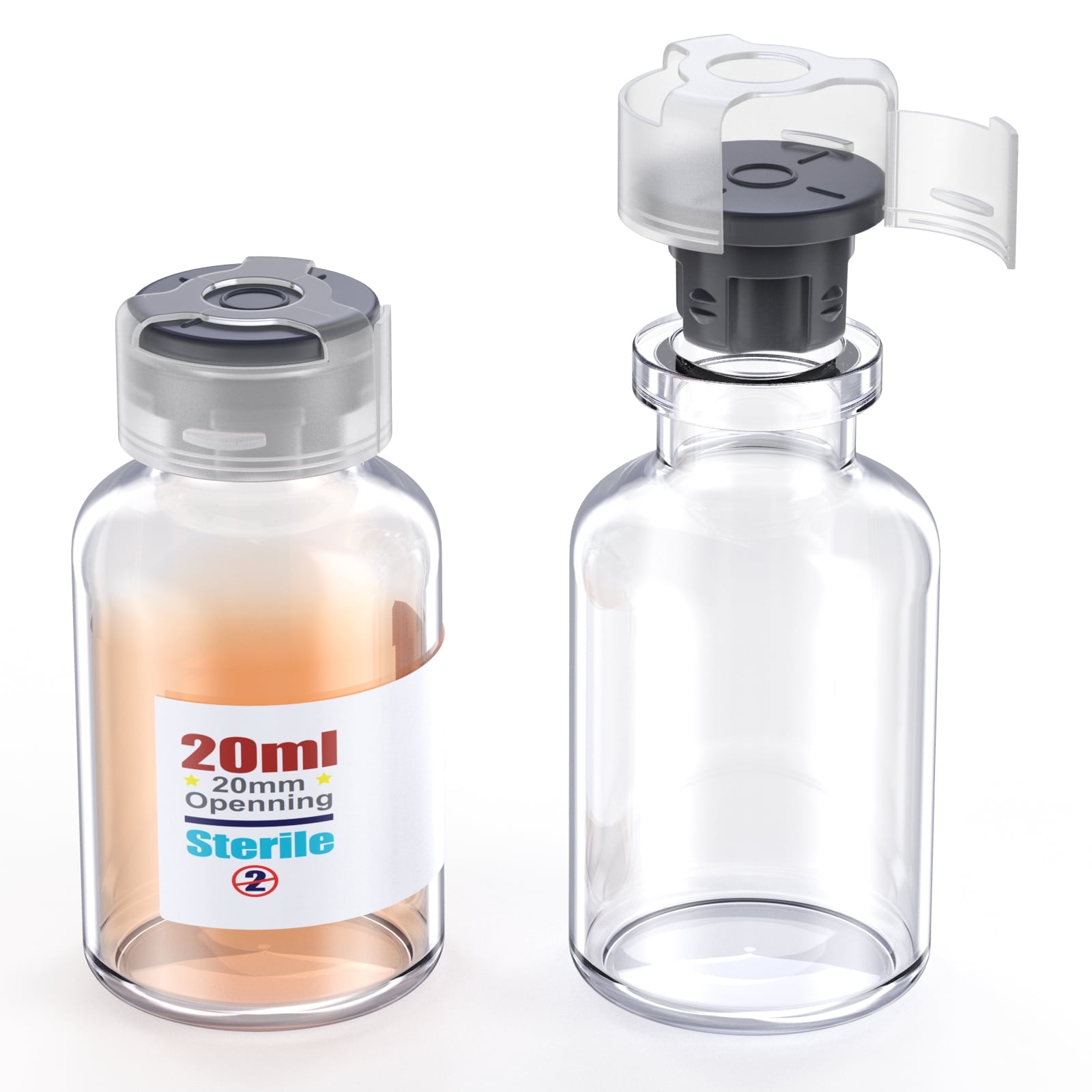 Sterile glass vials with locking cap and 20 mm Self Healing Injection ...