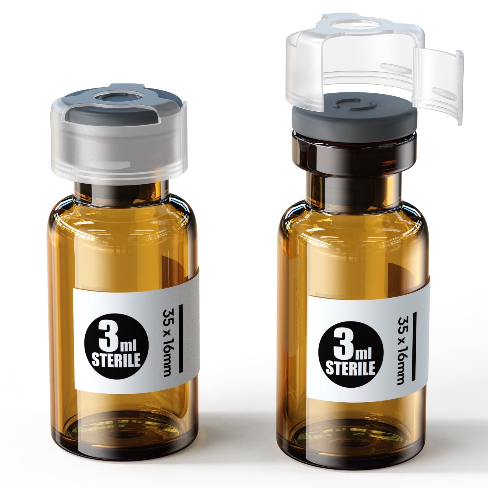 Sterile glass vials with locking cap and 13 mm Self Healing Injection ...