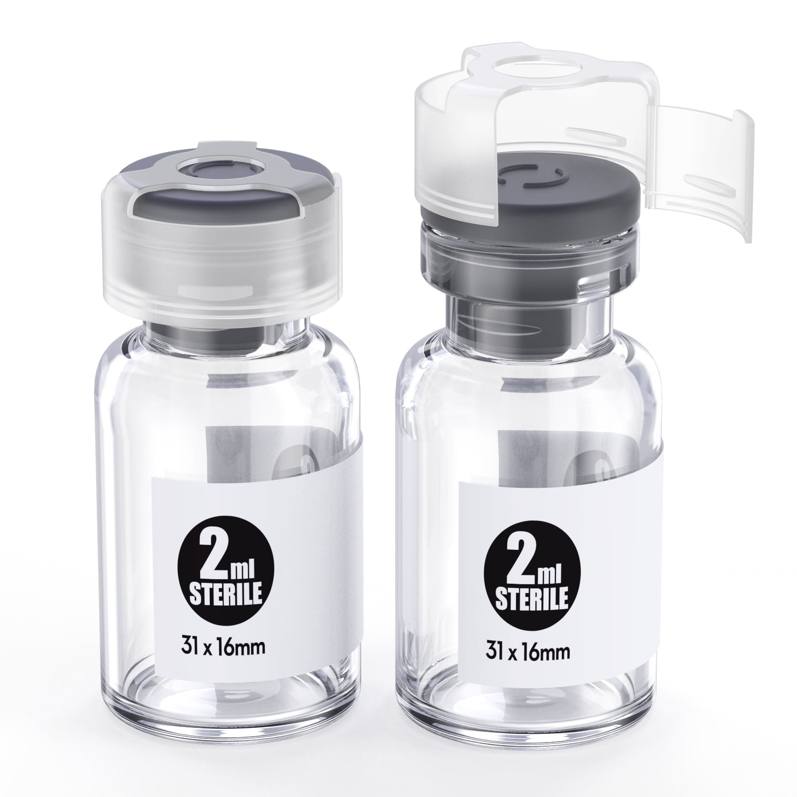 Sterile glass vials with locking cap and 13 mm Self Healing Injection ...