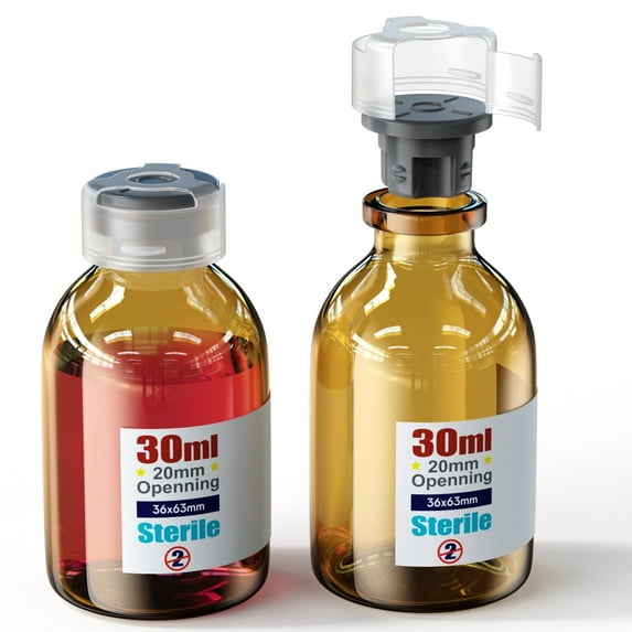Sterile glass vials with locking cap and 20 mm Self Healing Injection ...