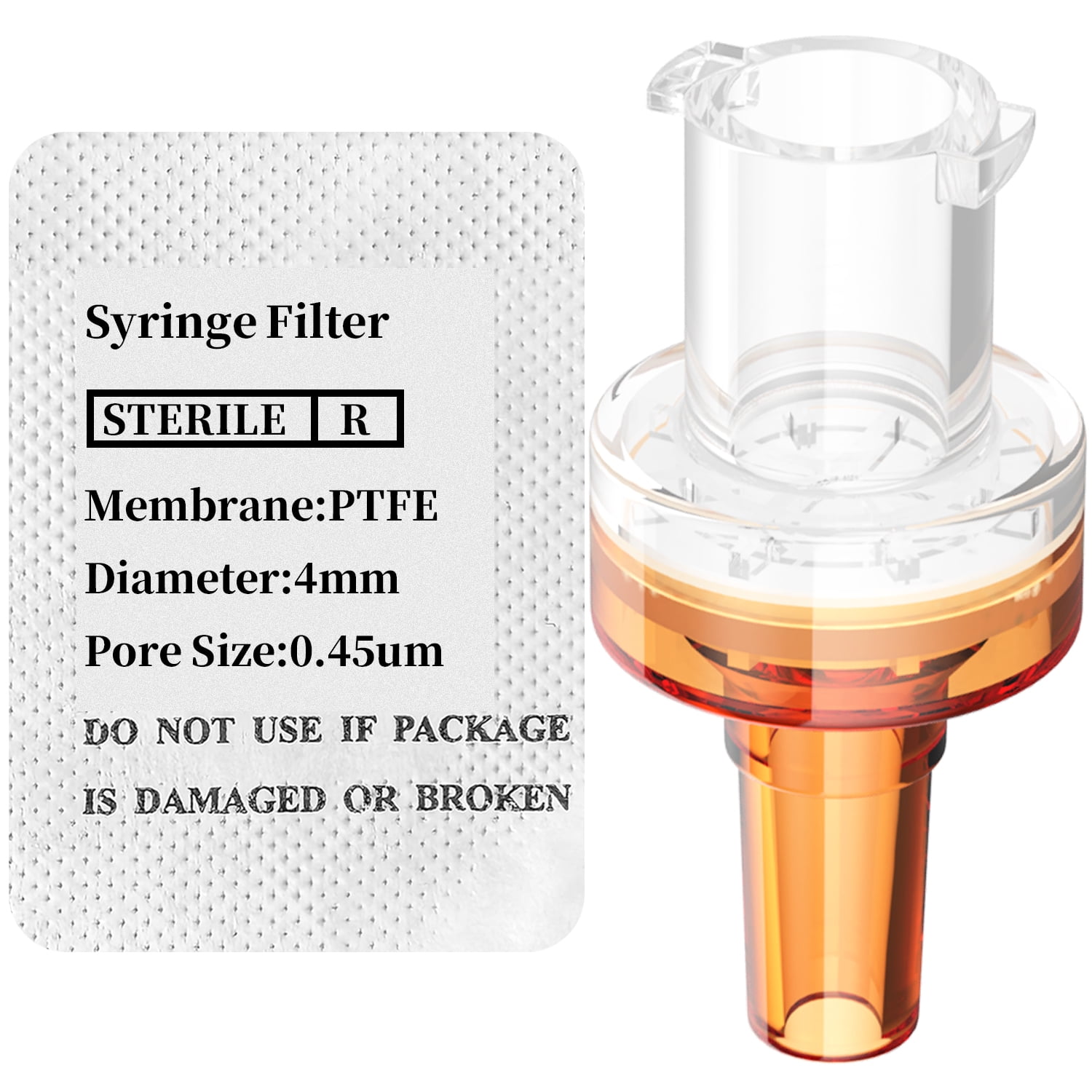 Sterile hydrophilic Syringe Filters,PTFE Membrane 0.45μm Pore Size,4mm ...