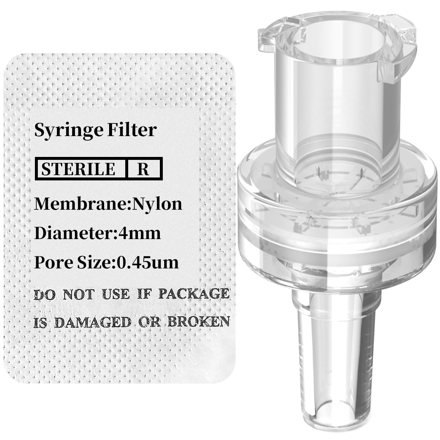 Sterile laboratory hydrophilic Syringe Filters,Nylon Membrane 0.45μm ...