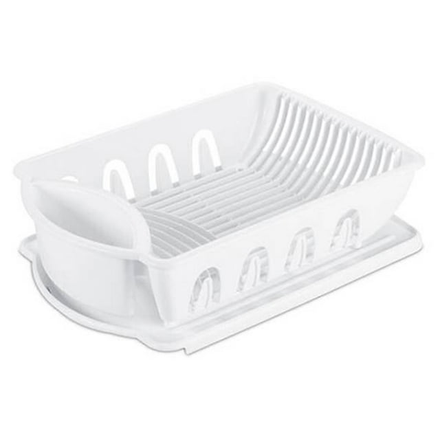 Sterilite Large Dish Drain Rack Kitchen Set, 2 Piece Sink Drainer Kit ...