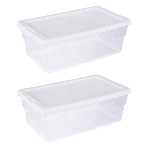 Sterilite 1.5 Gallon Plastic Storage Boxes, White, 2 Count - Walmart ...