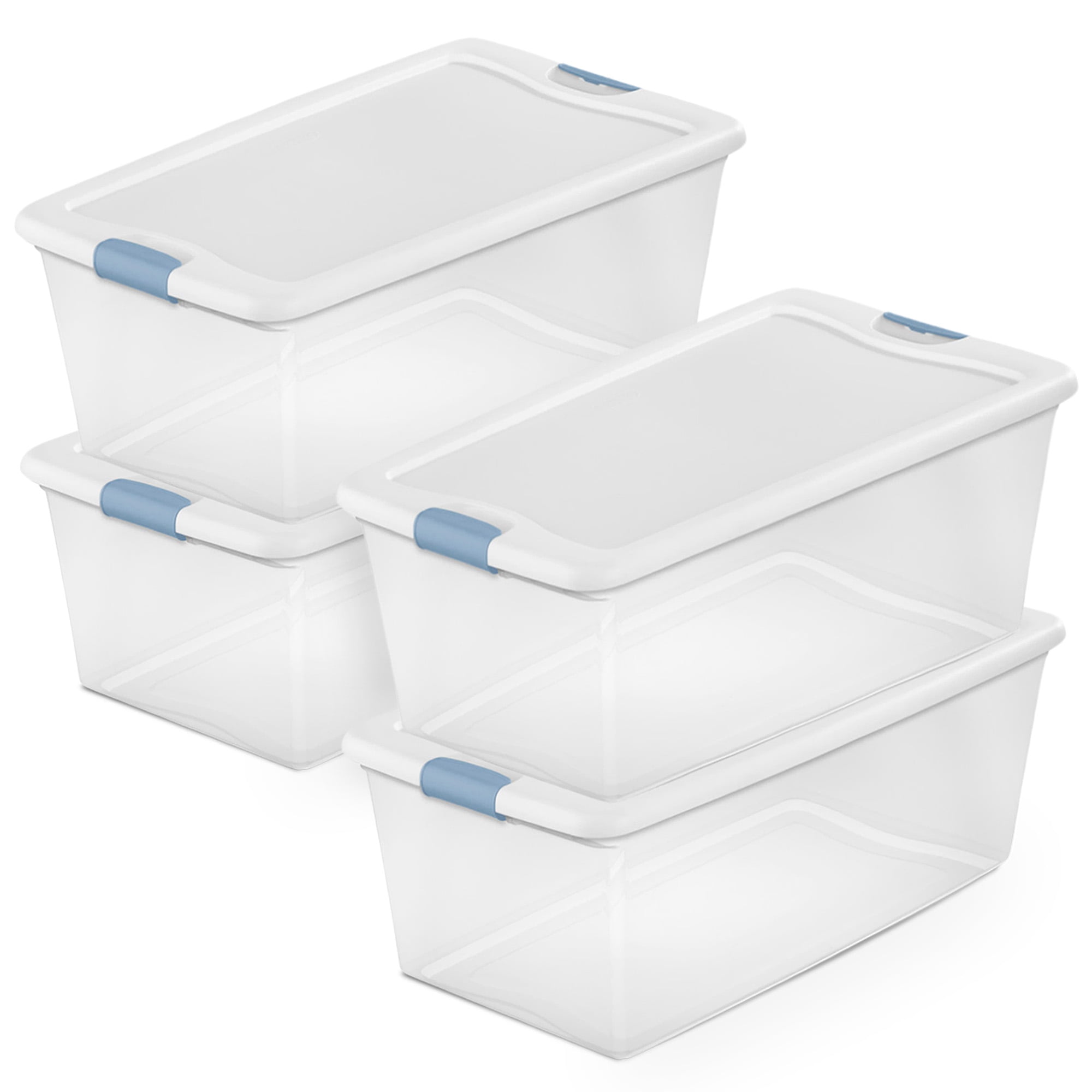 Sterilite 106 Qt Clear Plastic Stackable Storage Bin with Secure White ...