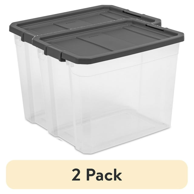 (2 pack) Sterilite 108 Quart Stacker Box, Durable Clear Plastic Bin ...