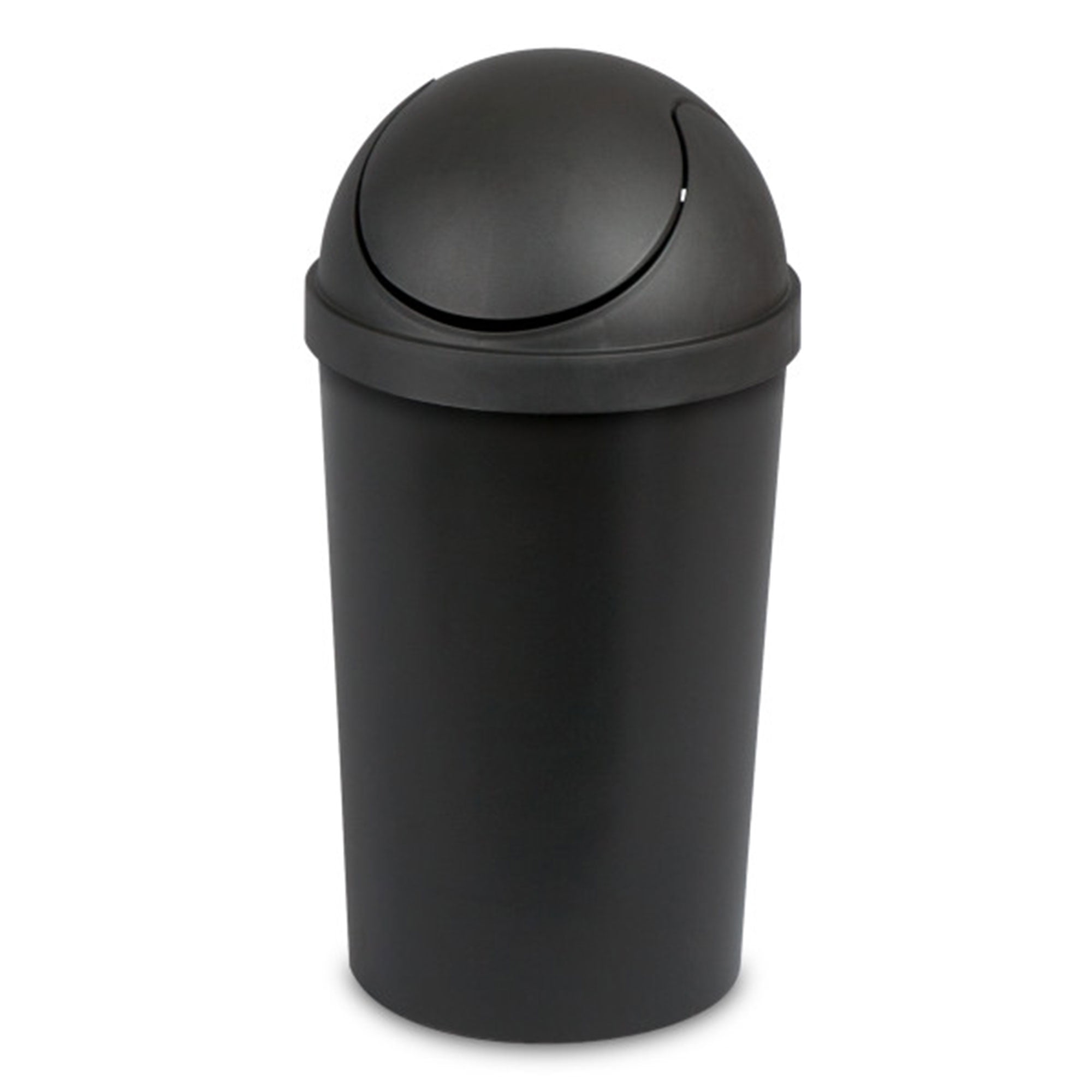 Sterilite 3 Gallon Round Swing Top Wastebasket, Black, Plastic, 6 Pack ...