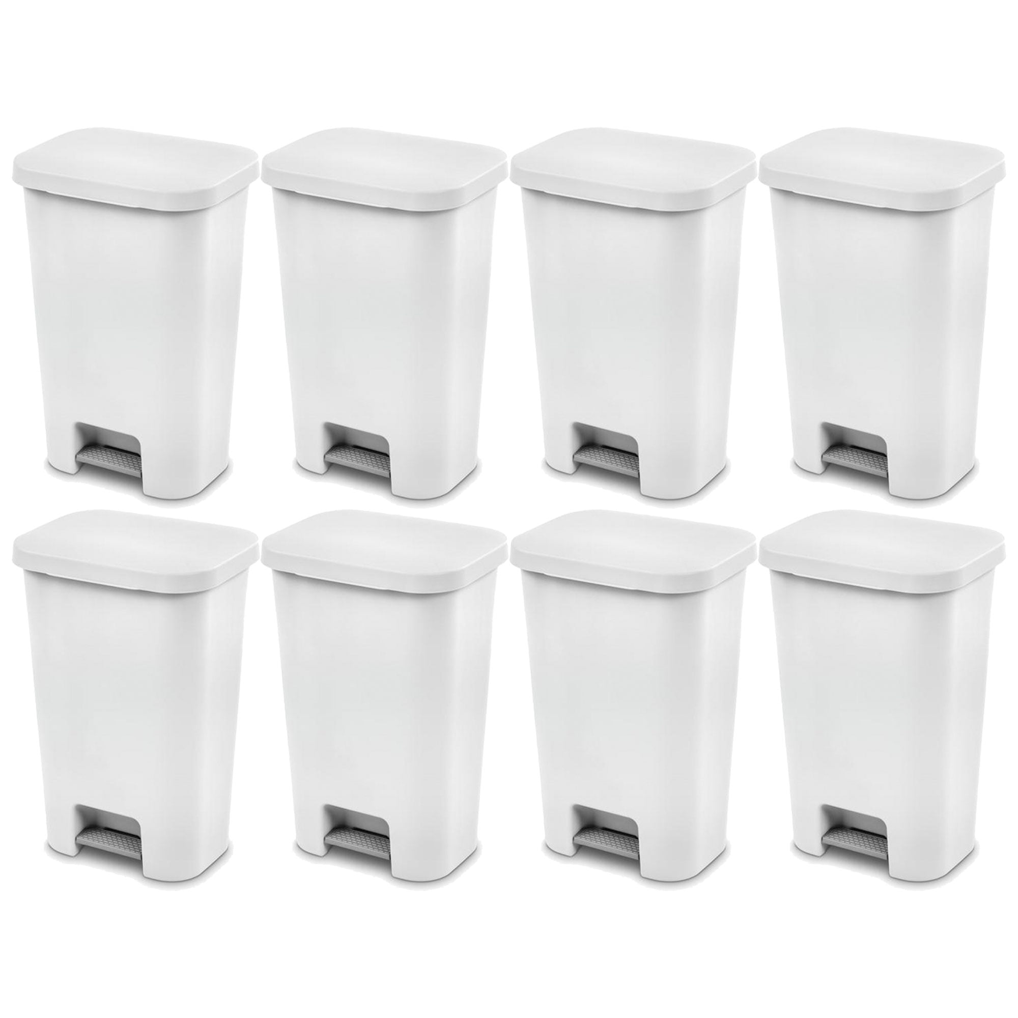 Sterilite 11.9 Gal Rectangle Step On Trash Kitchen Wastebasket, (8 Pack ...