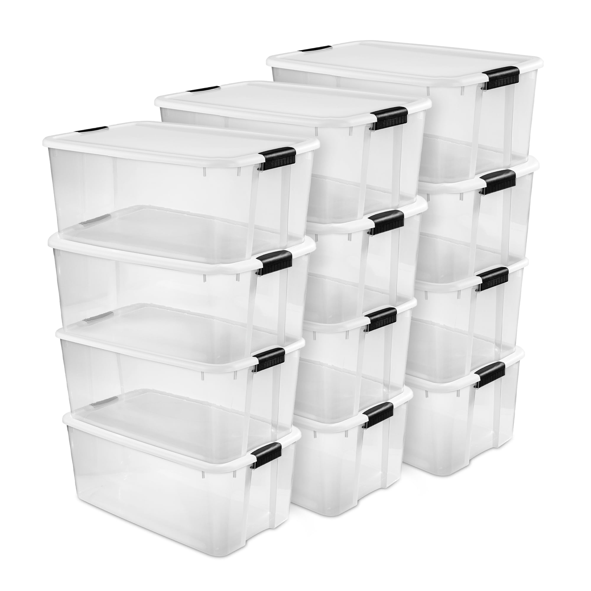 Sterilite 116 Qt Clear Plastic Storage Containers, Latching Totes, 12 ...