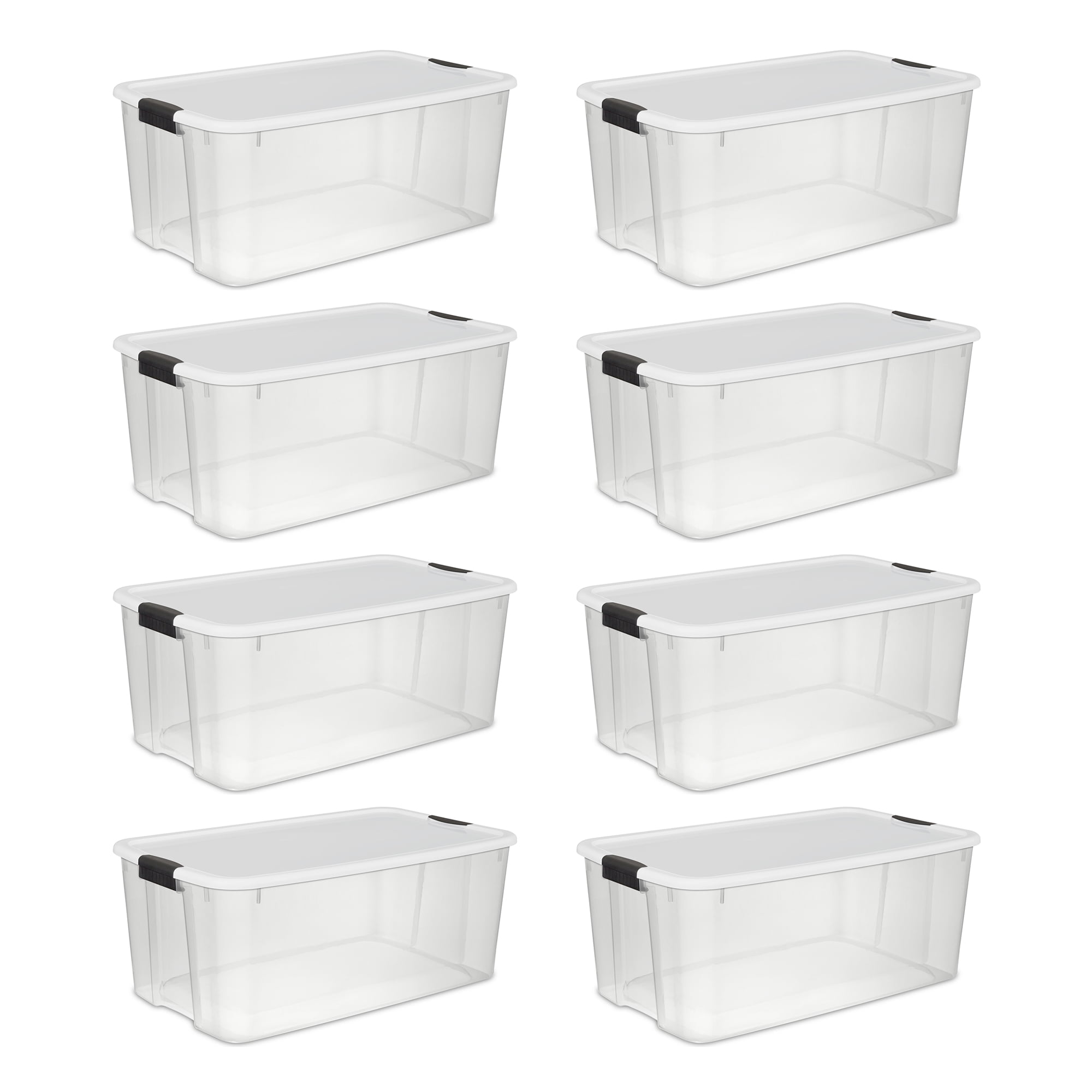 Sterilite 116 Quart Clear Stackable Latching Storage Box Containers, 8 ...