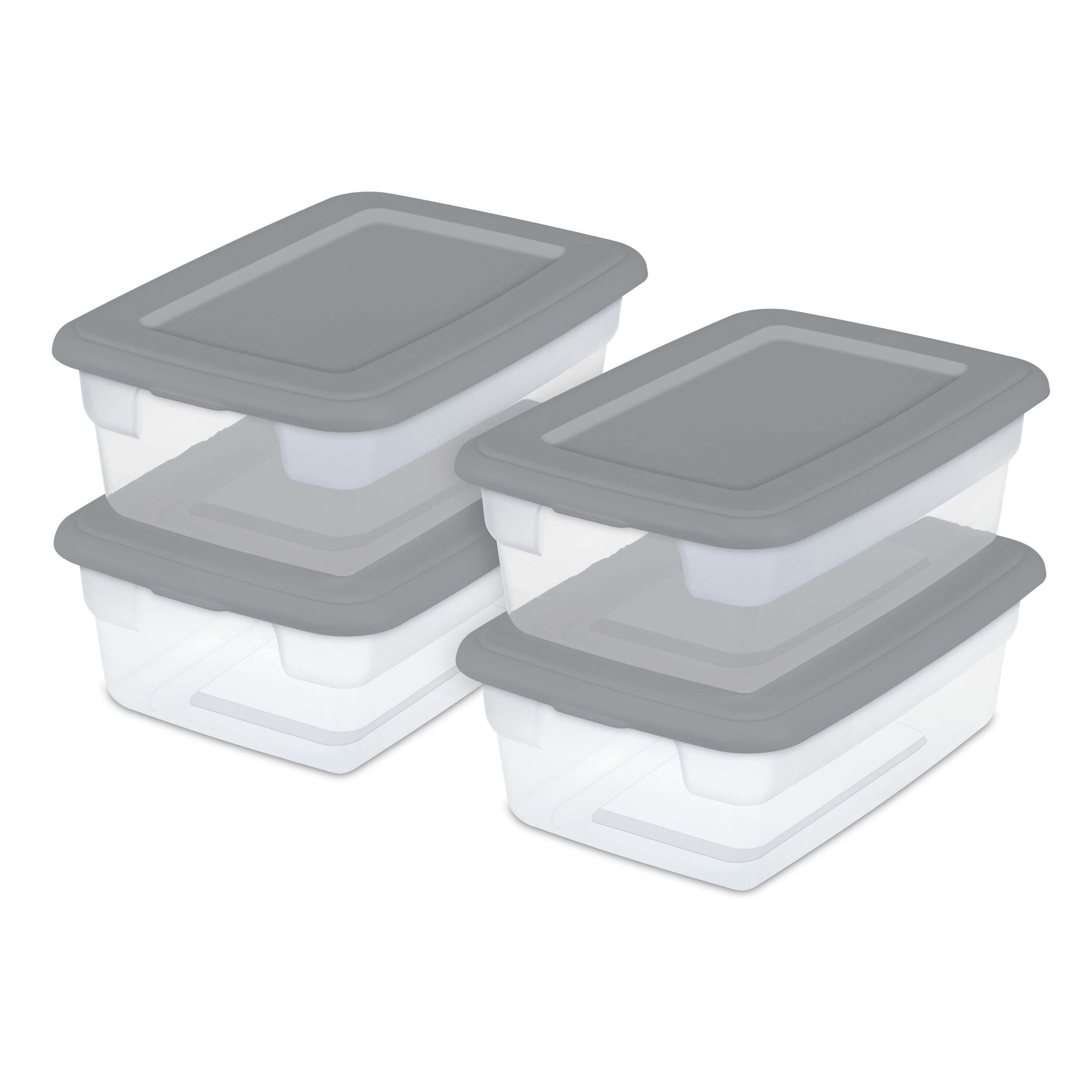 Sterilite Clear 12 Qt. Storage Boxes Set of 4, Titanium, Lightweight ...