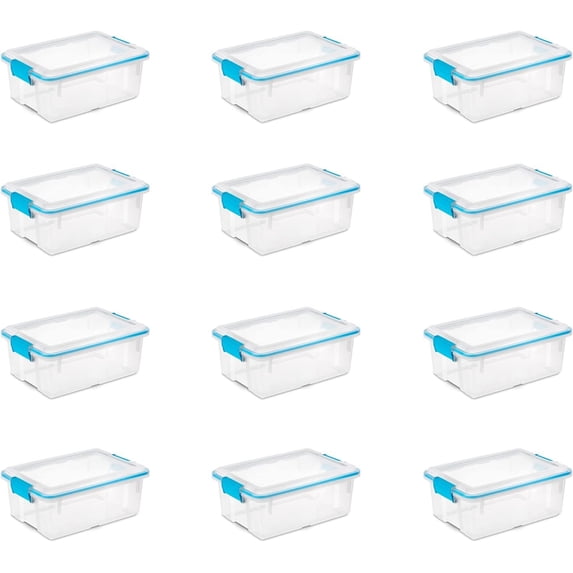 Sterilite 12 Qt Gasket Box, Stackable Storage Bin with Latching Lid and ...