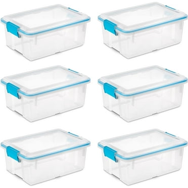 Sterilite 12 Qt Clear Storage Bin Container with Gasket Sealed Lid, Stackable, Multipurpose, (6 ...