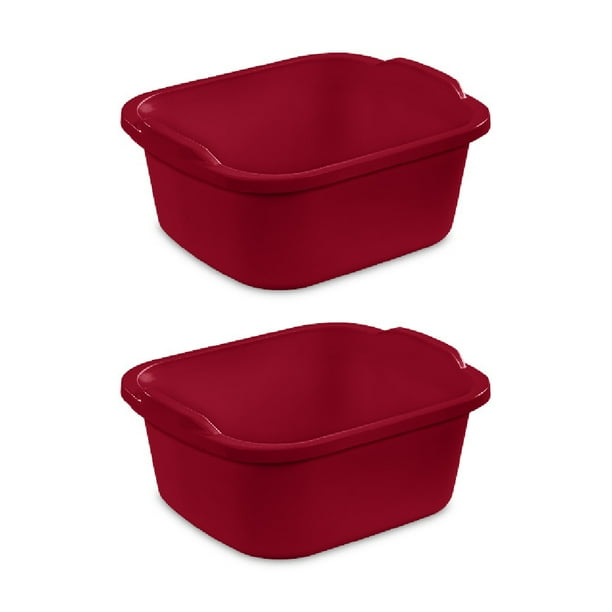Sterilite 12 Quart Dishpan Basin Plastic Red, 2 Pack - Walmart.com