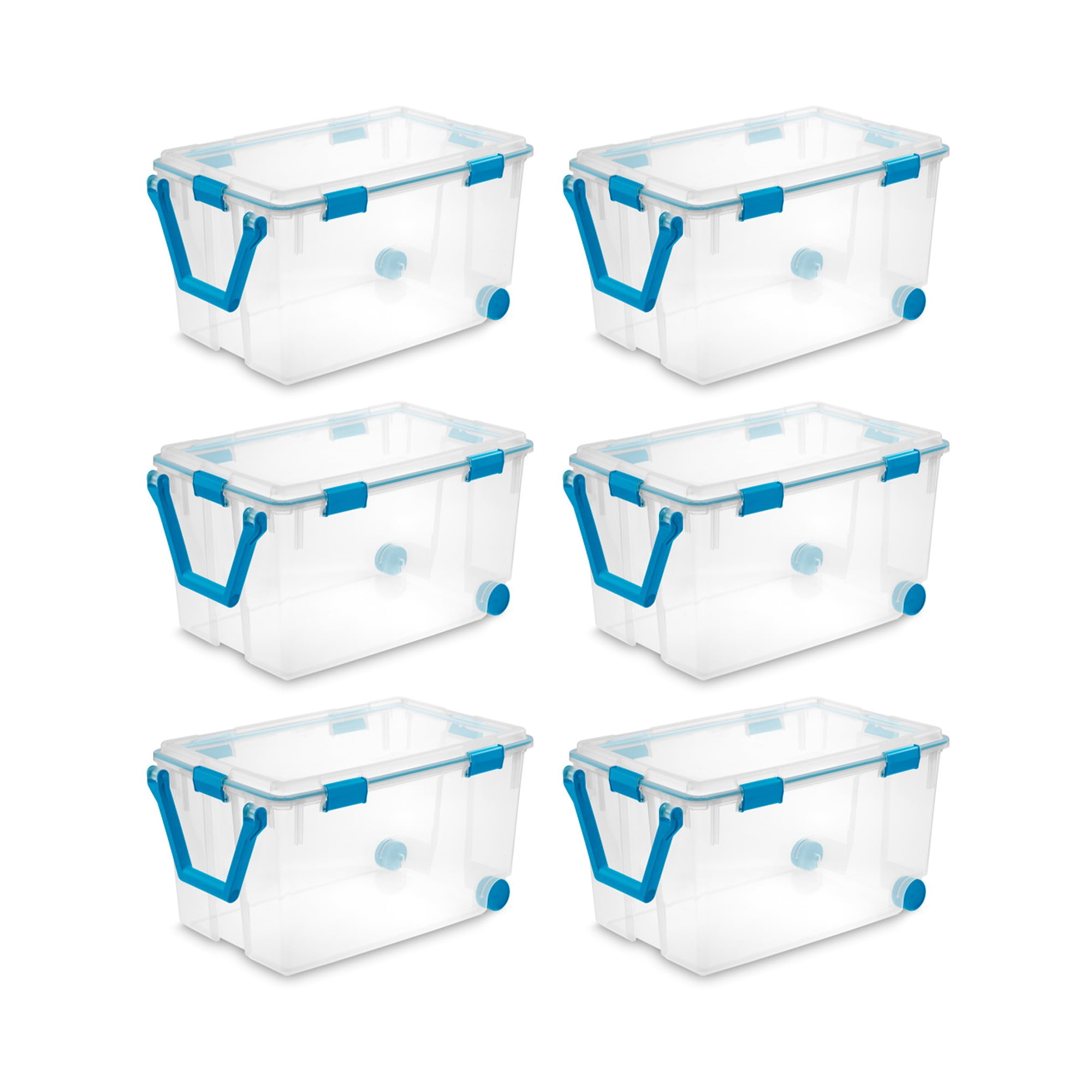 Sterilite 120 Qt Weatherproof Storage Containers, Clear Plastic Wheeled ...