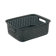 Curver Jute Smedium Basket, Resin Plastic Storage Bin, Grey Flannel, 4 ...