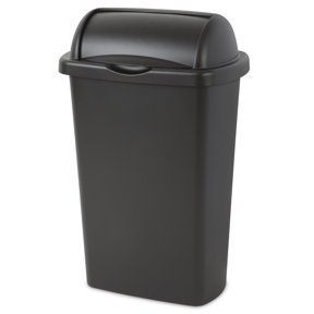 Mainstays 1.64 Gallon Plastic Ribbed Wastebasket in Black for ...