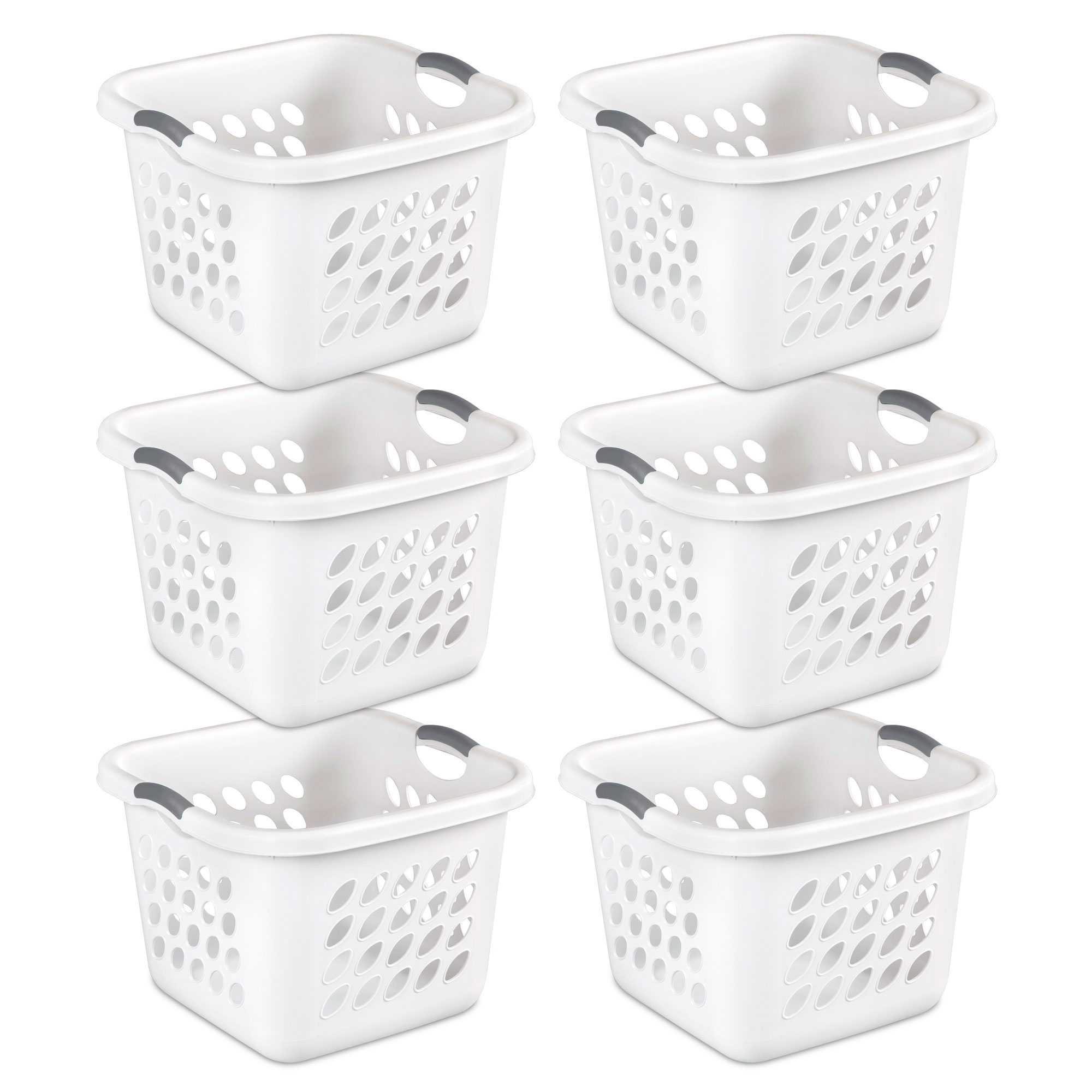 Mainstays Flexible Plastic Laundry Basket, Arctic White, 6 Pack ...