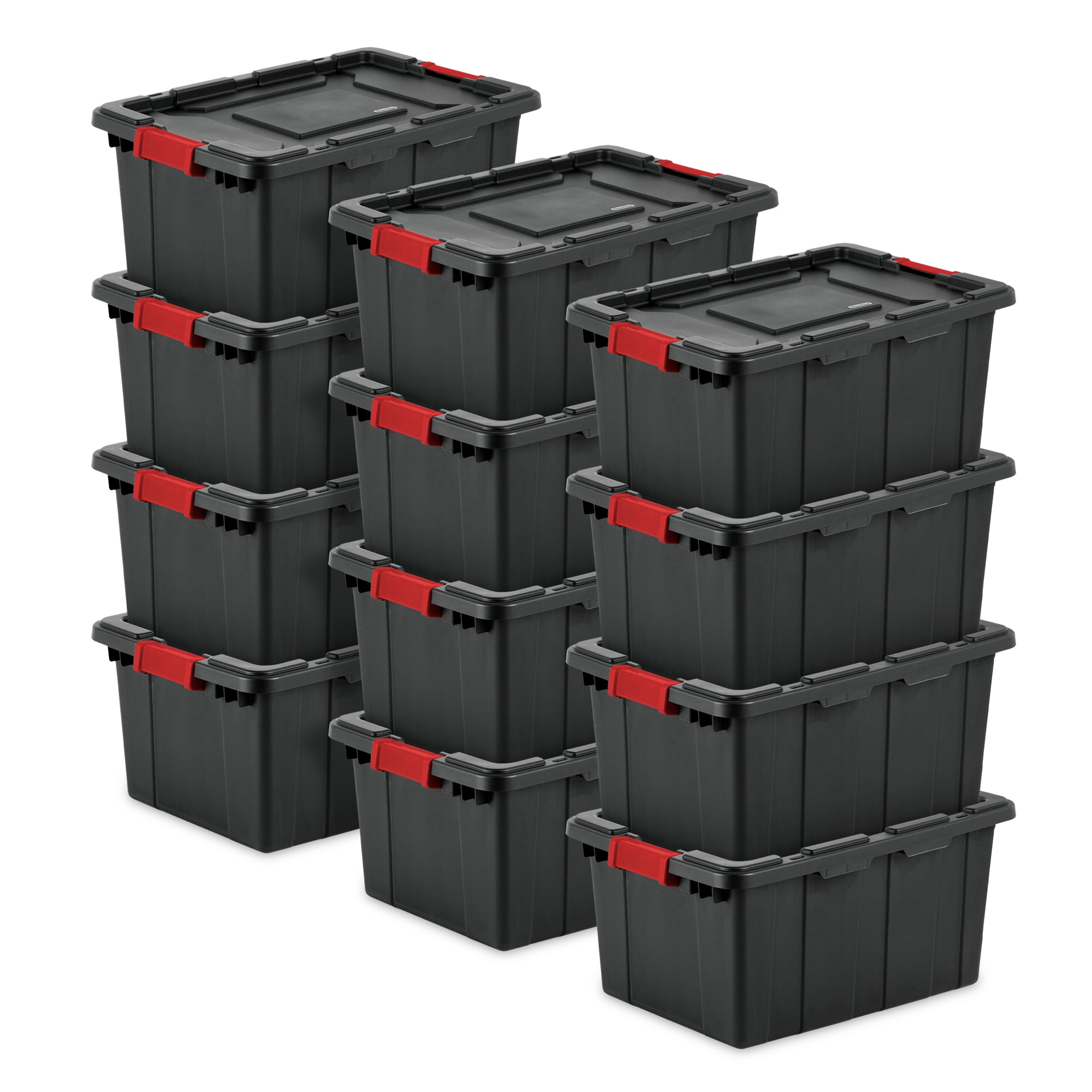 Sterilite, Industrial Totes, 15 Gallon, Rugged with Red Latches, 12 ...