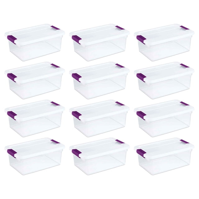 Sterilite 15 Qt. Clear Plastic Stackable Storage Bins with Latching ...