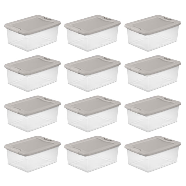 Sterilite 15 Quart Clear Plastic Latching Storage Container Box (12 ...