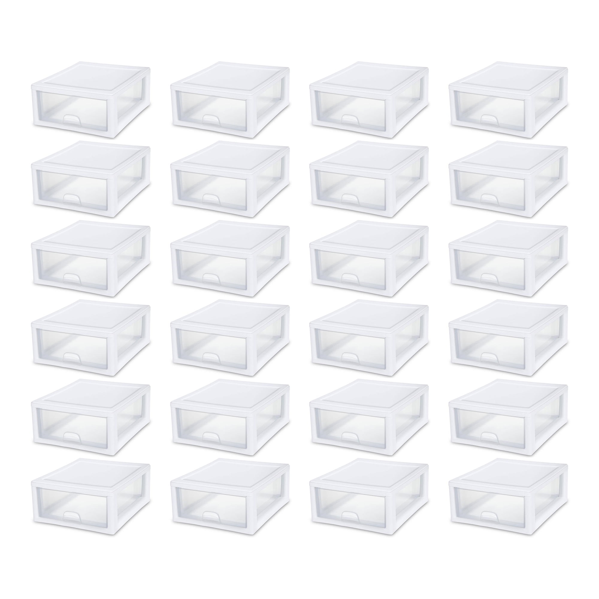 Sterilite 16 Quart Clear Plastic Stacking Storage Drawer Container, 24 ...
