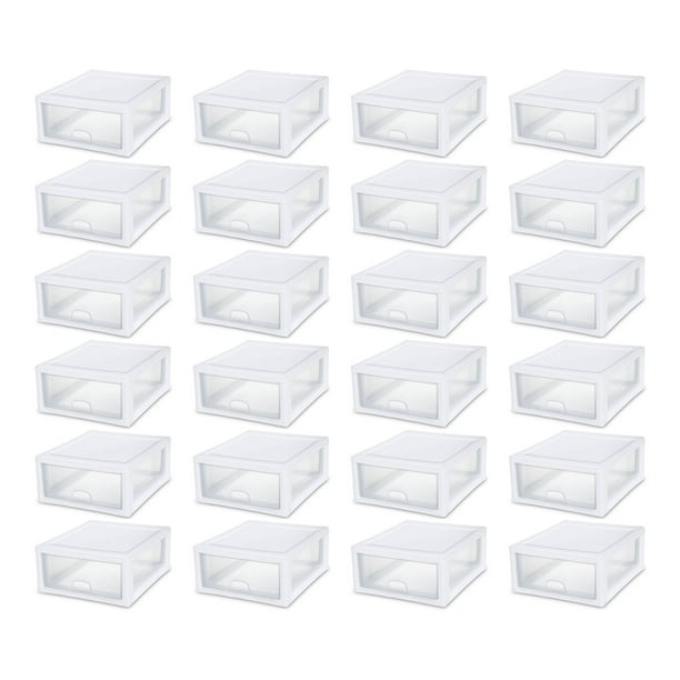 Sterilite 16 Quart Clear Plastic Stacking Storage Drawer Container, 24 ...
