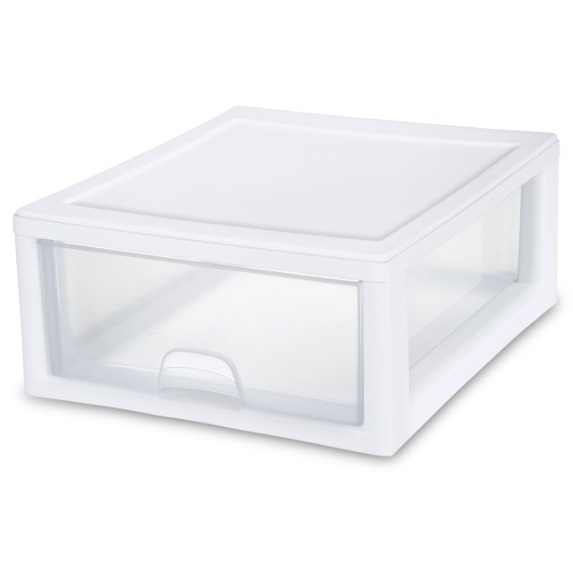Sterilite 16 Qt. White Stackable Modular Closet Plastic Storage ...