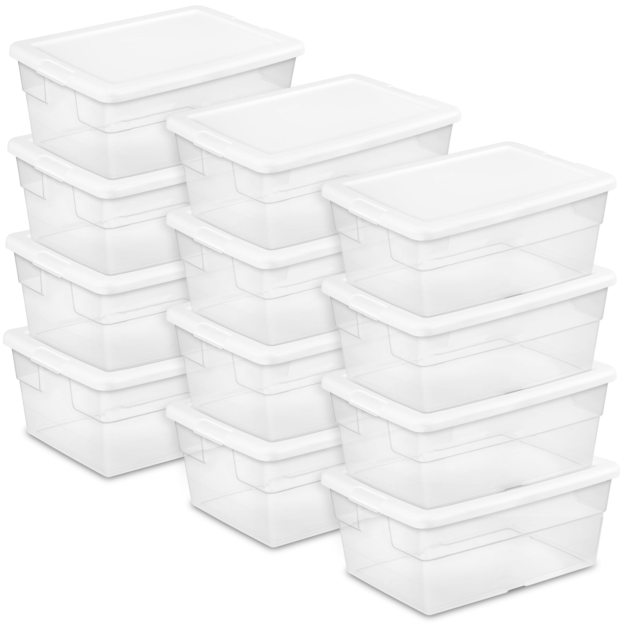 Sterilite 16 Quart Clear Stacking Storage Tote with Lid, Bin Container ...