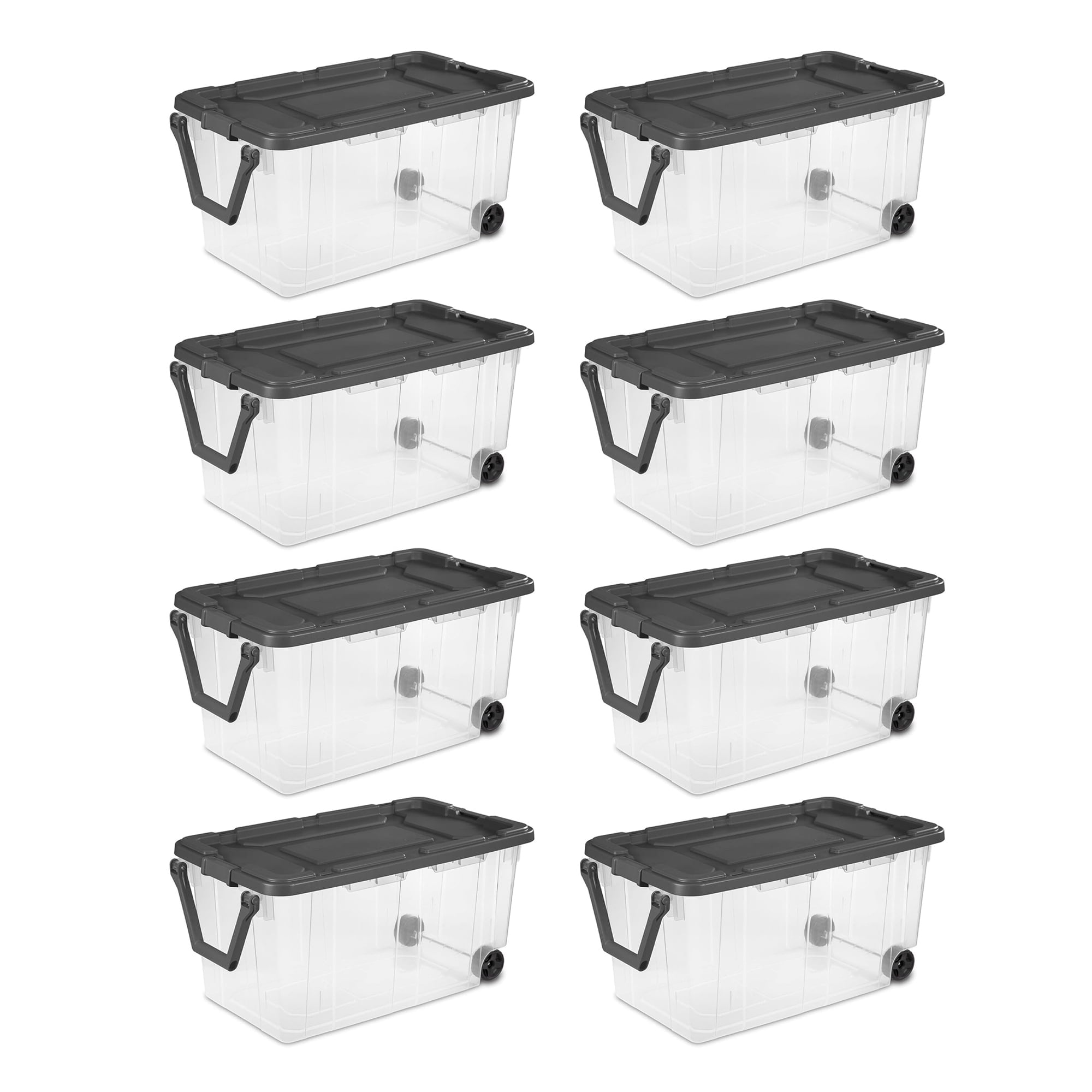 Sterilite 160 Qt Plastic Bins Containers with Handle, Stackable Wheeled ...