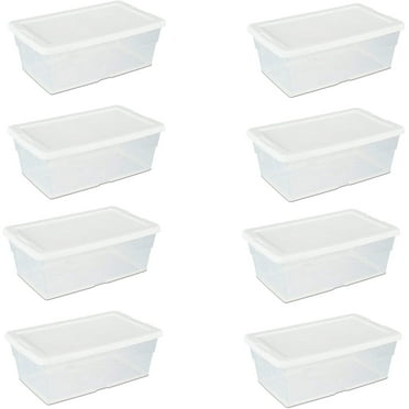 Sterilite Plastic 6 Quart Stacking Storage Box Container with Latching ...