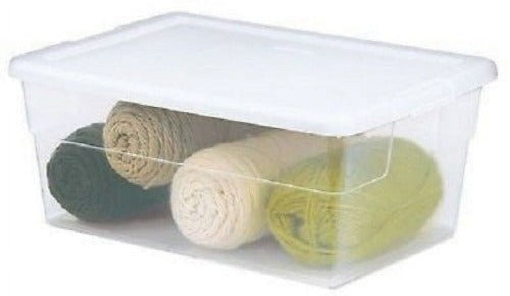 Sterilite 16448012 16 Quart See Through Storage Box With White Lid ...