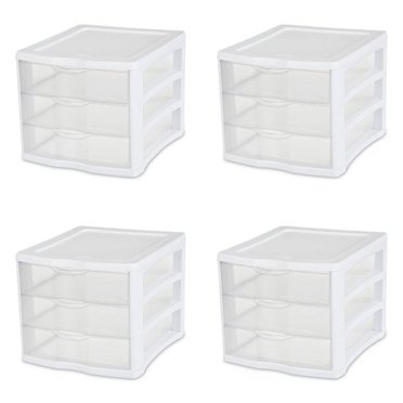 Sterilite Wide 3 Drawer Unit Plastic, White - Walmart.com