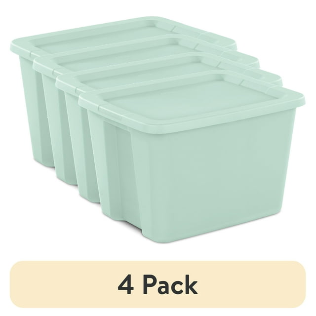 (4 pack) Sterilite, 18 Gal./68 L Tote Box, Classic Mint - Walmart.com