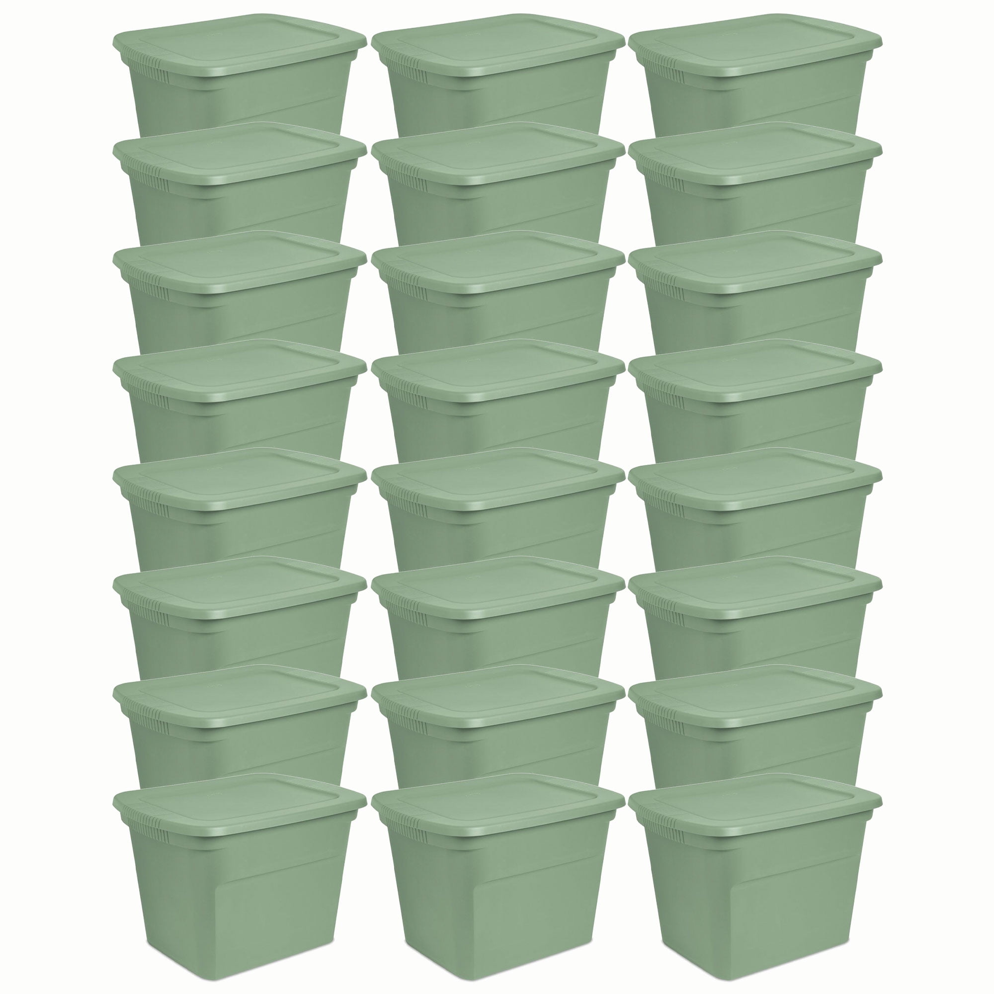 Sterilite 18 Gal, Compact, Stackable Storage Tote with Handles Green ...