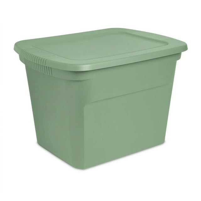 Sterilite 18 Gallon Green Stackable Storage Tote with Handles, Bulk ...