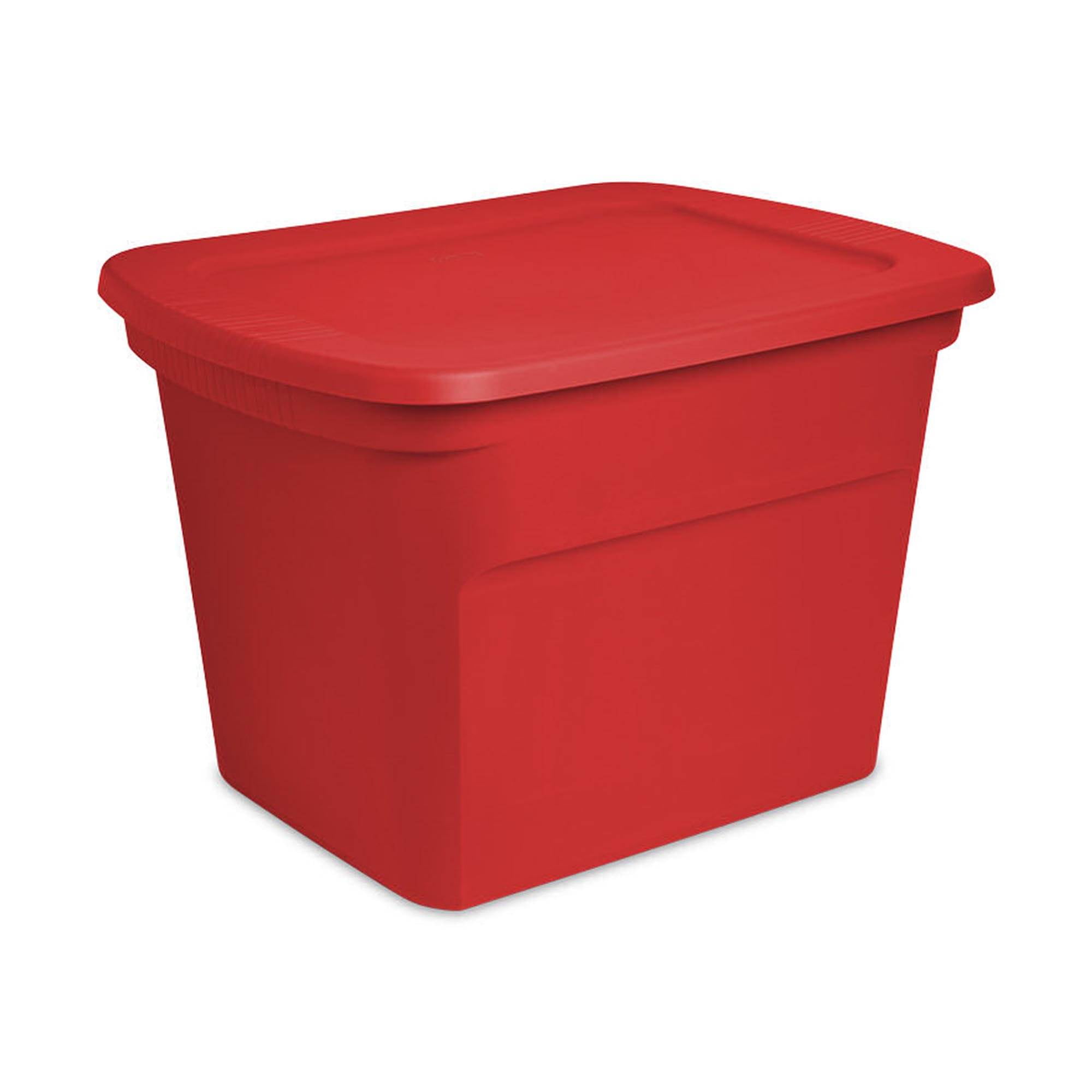 Sterilite 18 Gallon Plastic Stackable Storage Tote Container, Red (16 ...