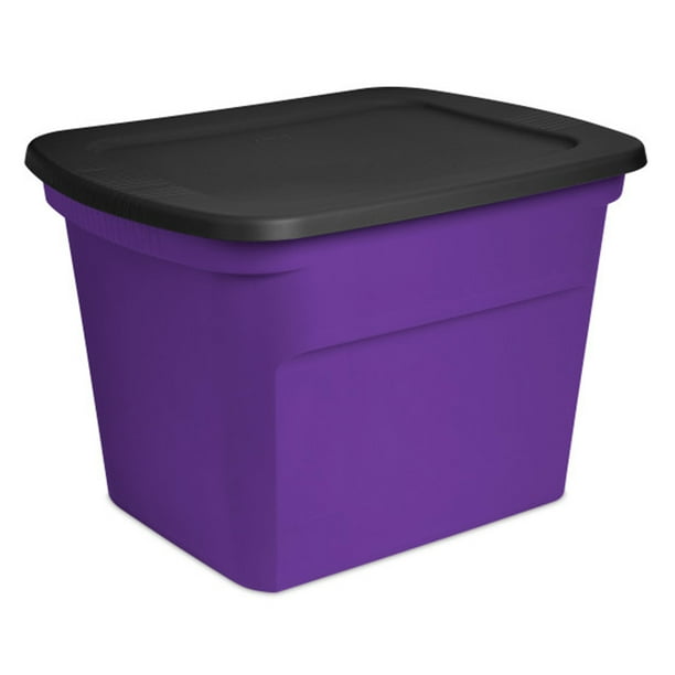 Sterilite 18 Gallon Storage Tote Stackable Plastic Bin with Lid, Purple ...
