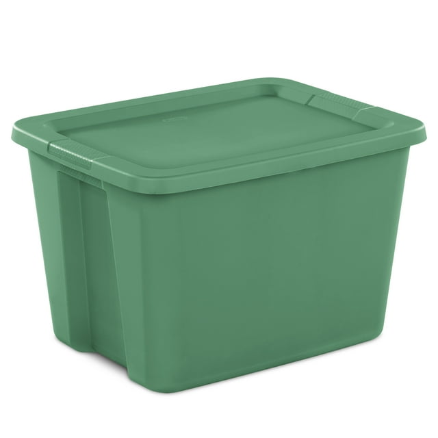 Sterilite Large Storage Bin, 18 Gallon Plastic Storage Container with Snap-On Lid, Bright Green ...