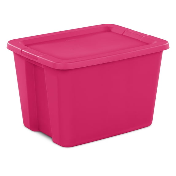 Sterilite 18 Gallon Tote, Plastic Storage Bin with Snap-on Lid, Bright ...