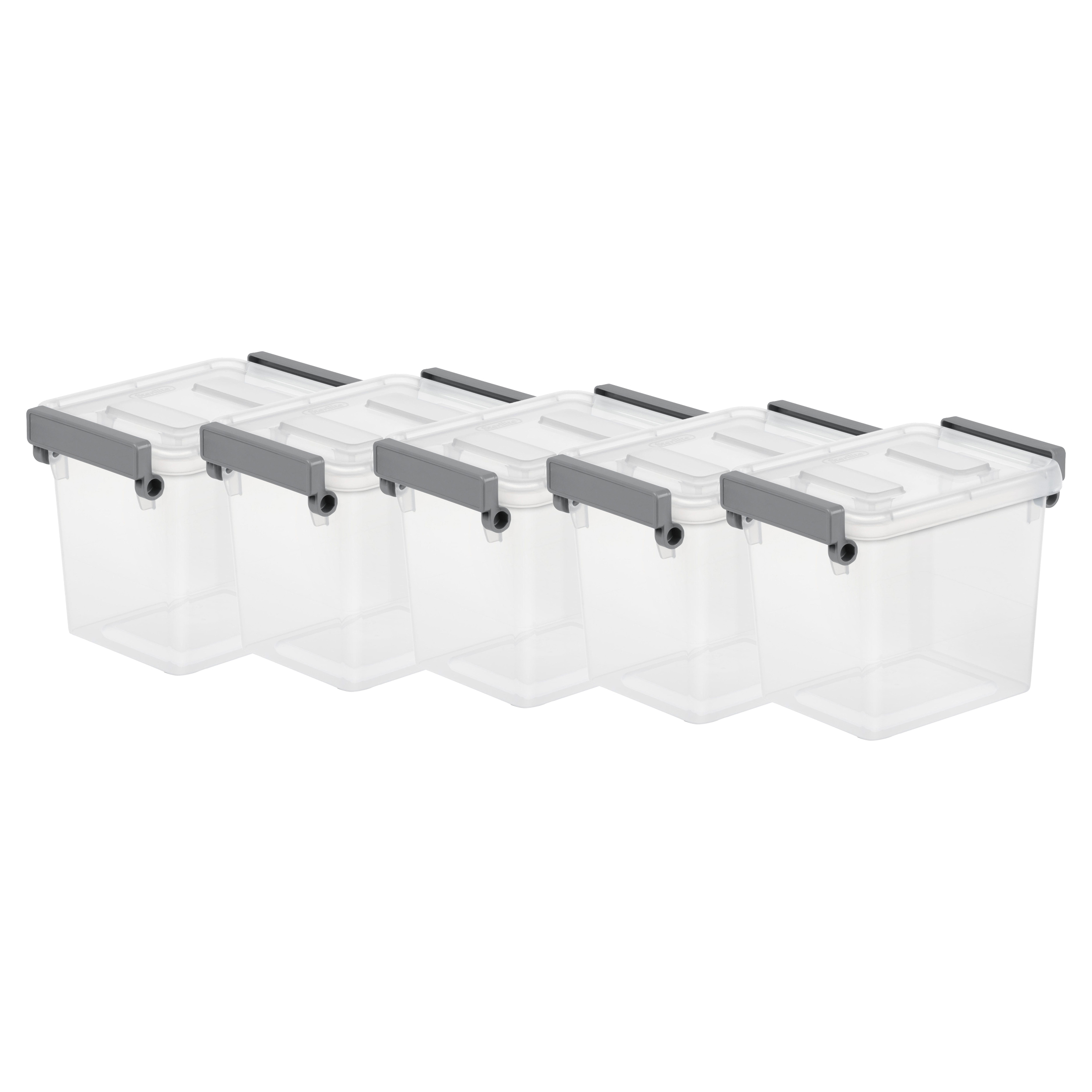 (5 pack) Sterilite 2.5 Qt. Modular Latch Box Plastic, Titanium ...