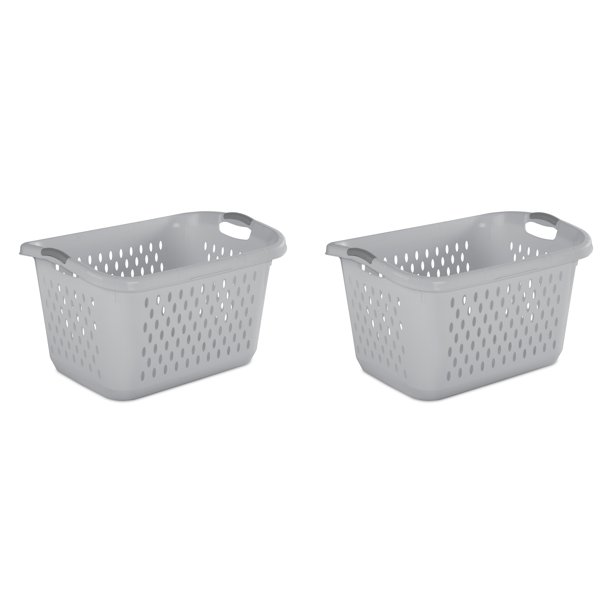 Sterilite 2.7 Bushel Jumbo Plastic Laundry Baskets, Soft Silver, 2 Pack - Walmart Business Supplies