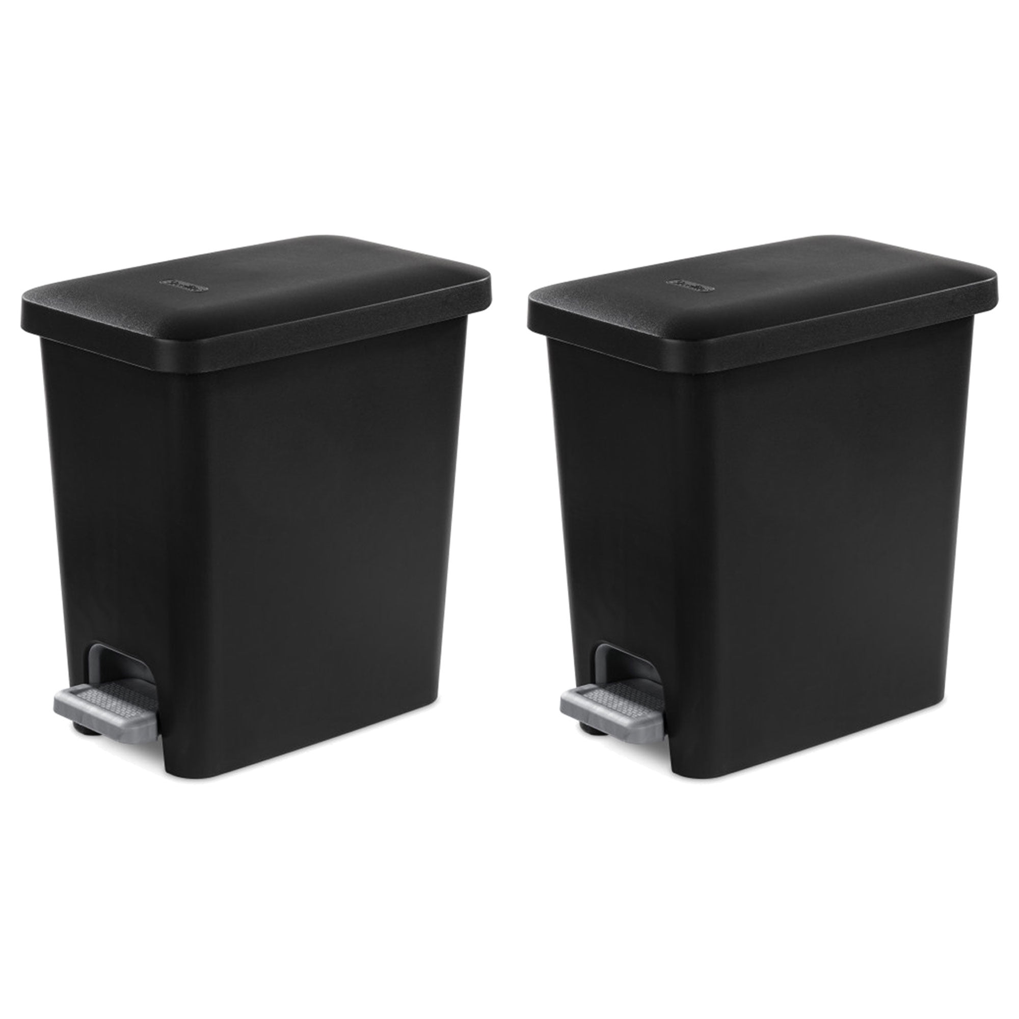 Sterilite 2.7 Gal Rectangular Step On Trash Bin Wastebasket, Black (2 ...