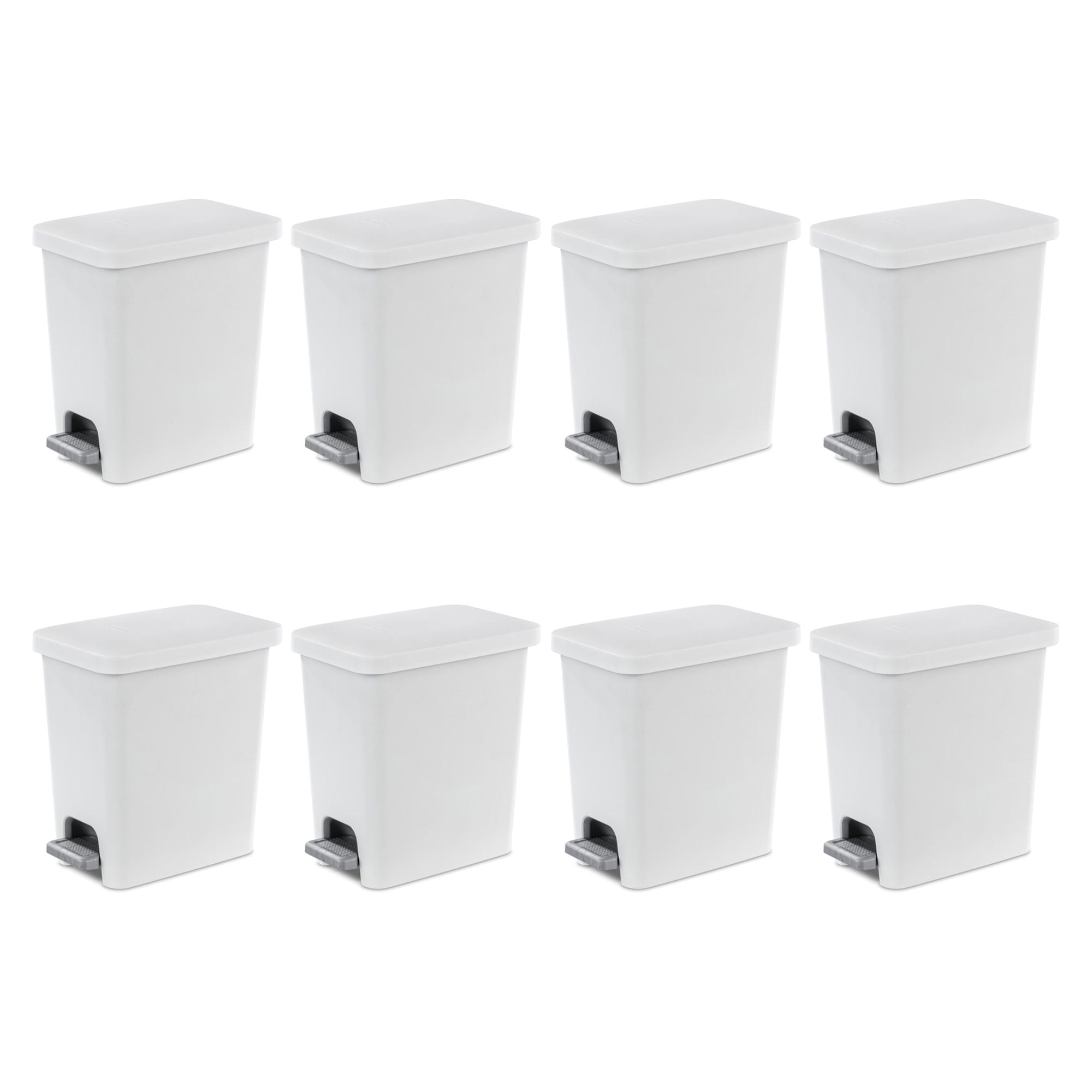 Sterilite 2.7 Gal Rectangular Step On Trash Bin Wastebasket, White (8 ...